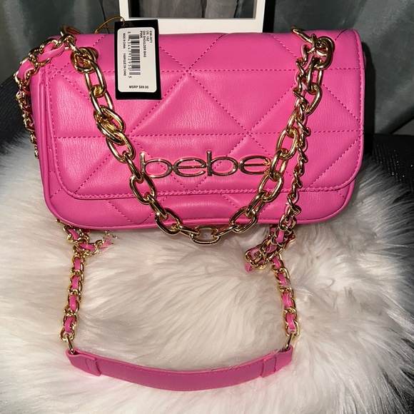 bebe | Bags | Nwt Bebe Gia Chain Quilt Crossbody Bag Hot Pink | Poshmark
